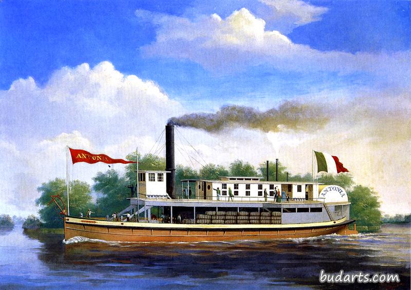 格兰德河上的安东尼娅号汽船 - Edward Everard Arnold - 画园网